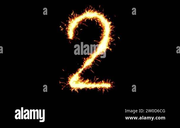Number 2 Text Sparkler Glitter Sparks Firework Loop Animation Stock ...
