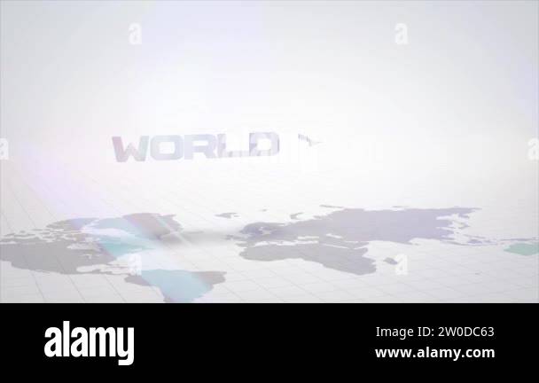 World tour text animation with world map over off white or grey ...
