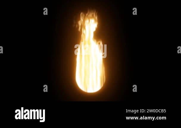 Realistic fire animation ball isolated over black background in full HD ...