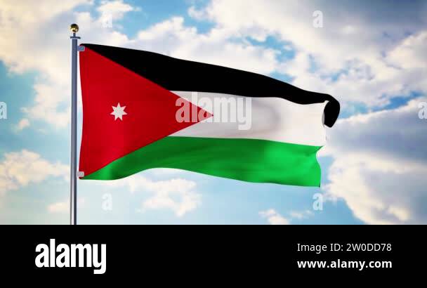 Jordan flag waving in the wind shows jordanian symbol of patriotism ...