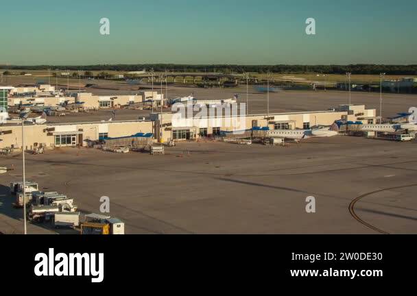 Close-up Pan Timelapse during Sunset Across the Gates of Terminal A B ...
