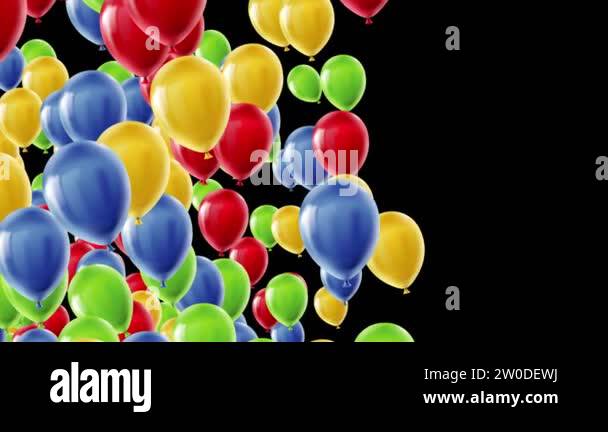 3D animation of flying red, blue, yellow and green balloons Stock Video ...