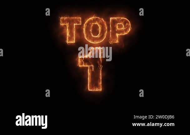 Top 1 Word Hot Animated Burning Realistic Fire Flame Loop Stock Video ...
