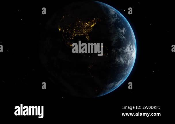 Zoom of Planet Earth Globe Moving in Universe Space Galaxy Digital ...
