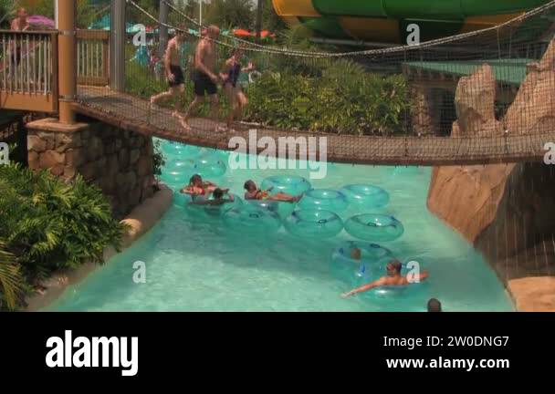 A Tropical Themed Lazy River at Orlando's Aquatica Water Park, Flowing ...