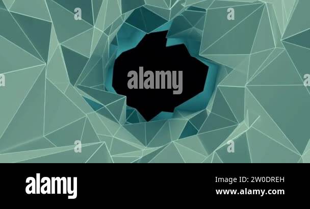 Digital animation of Polygon geometric tunnel revealing glowing stars ...