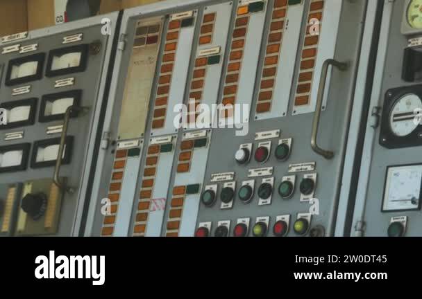 Scenes inside the control room of the bridge of a ship. Navigation ...