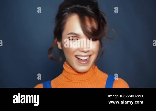 Different emotions on female face in slow motion. Facial expression on ...