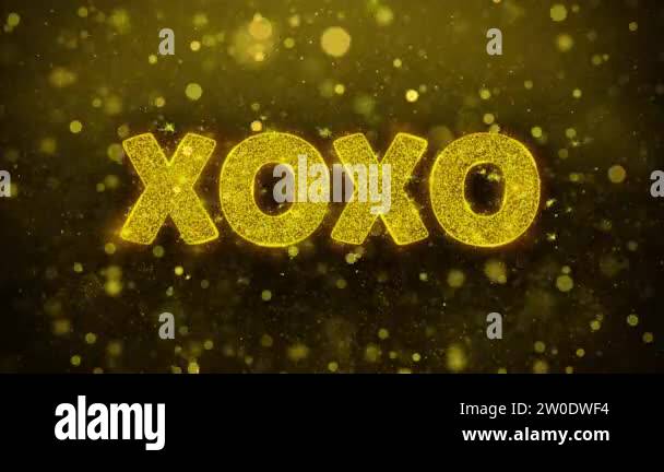 XOXO Text on Golden Glitter Shine Particles Animation Stock Video ...