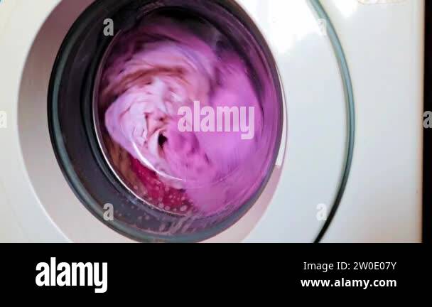 rotation of the washing machine drum while washing clothes Stock Video ...