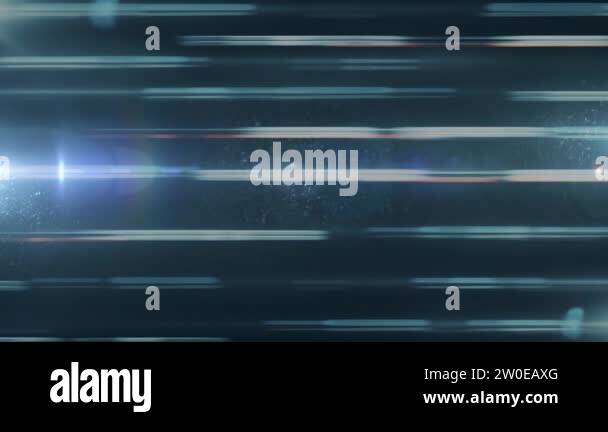 An impressive horizontal movement of neon broken lines flowing and ...