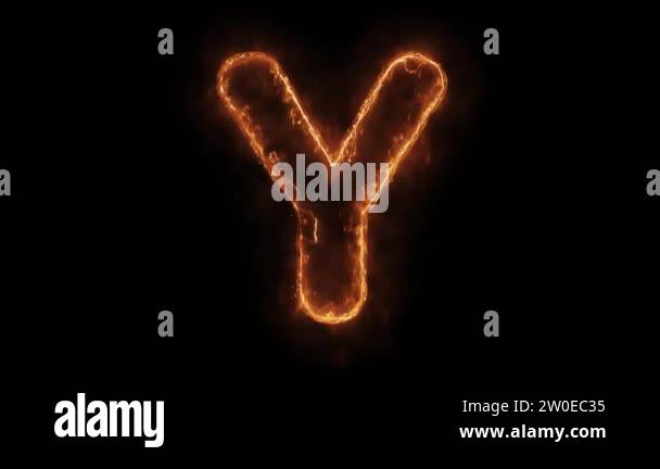 Alphabet Y Word Hot Animated Burning Realistic Fire Flame Loop Stock ...