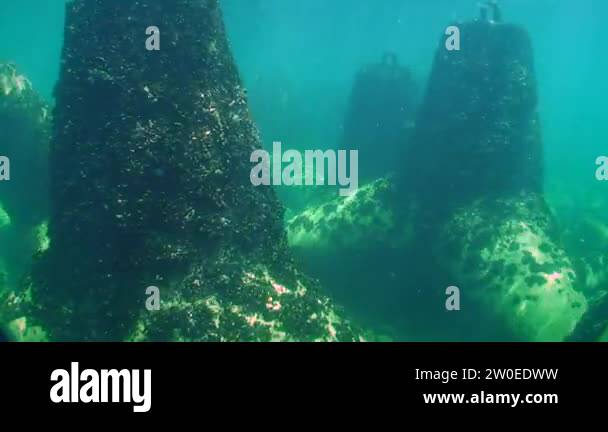 Shore protection hydraulic structures of tetrapods under water Stock ...