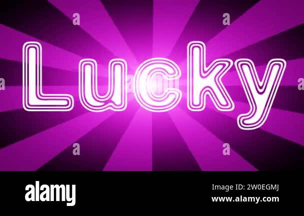 Lucky icon in red abstract background with rays. Looping footage with ...