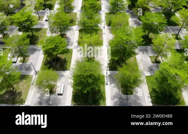Aerial View of Regular Urban Design And Soft Landscaping. Top View of ...