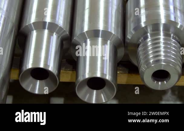 Metal parts are in warehouse after production. Threaded connection ...