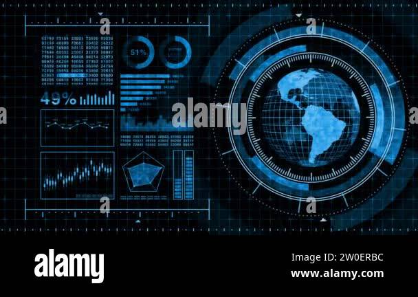 Planet earth hologram in virtual display. Futuristic user interface HUD ...