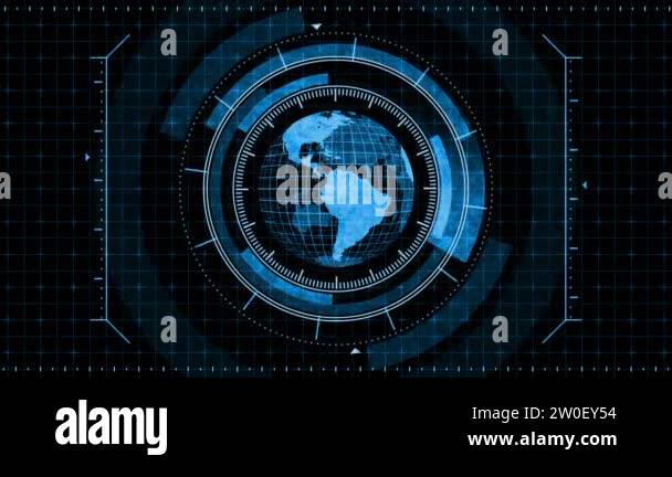 Planet earth hologram in virtual display. Futuristic user interface HUD ...