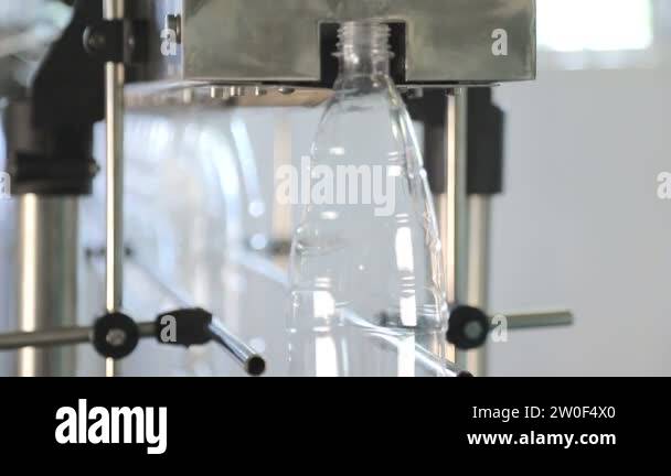 Manual feeding of bottles into the Automatic conveyor line for bottling ...