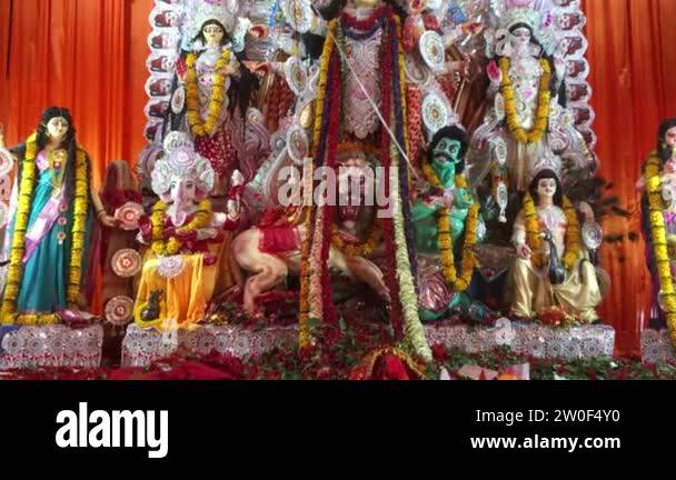 Goddess Durga idol in Durga Pujo Pandal during Navratri festival in New ...
