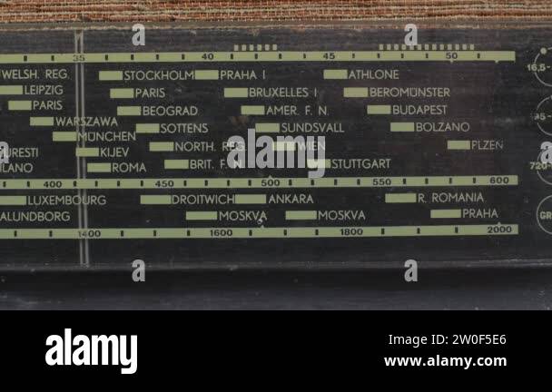 Close up of an retro radio with the marker running through the ...