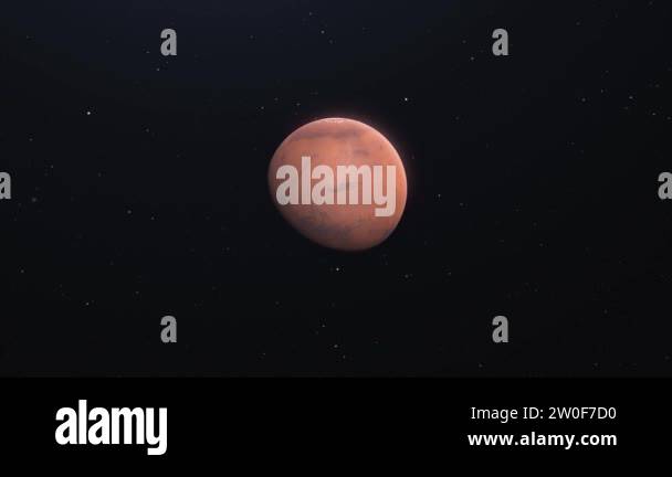 Mars slowly rotating in space. Realistic red planet globe rotates ...
