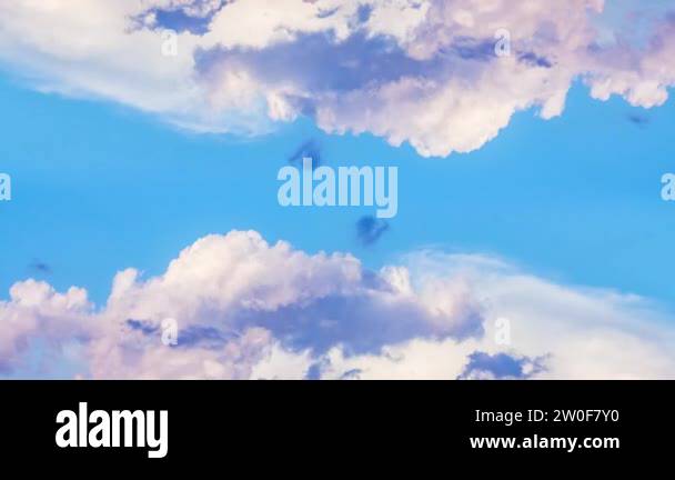 CLOUDS TIME LAPSE, BUILDING MOTION CLOUD WITH BLUE SKY. Puffy fluffy white clouds blue sky time ...