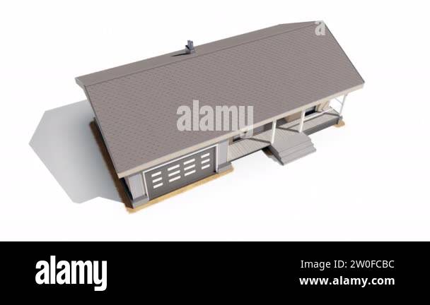 Construction process of wood frame modern house. Final finishing step ...