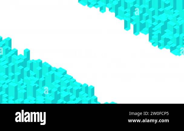 Cube box square bar 3D virtual isometric shuffle wave pattern, Blockchain technology concept ...