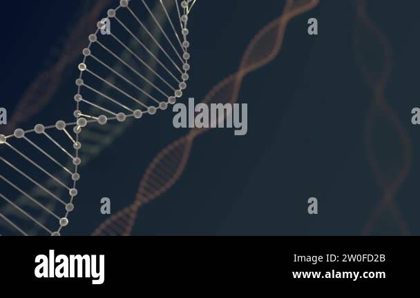 Abstract blue glittering DNA double helix with depth of field ...