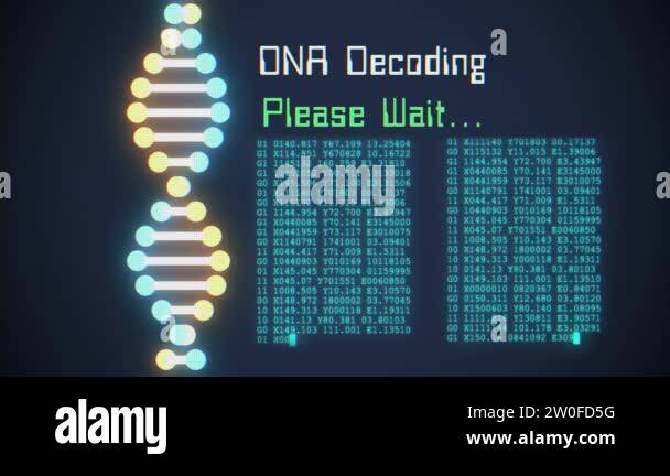DNA spiral shape molecule decoding on lcd screen seamless loop animation background new quality ...