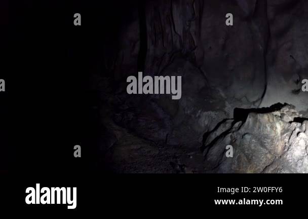 4K, Cave formations inside the beautiful natural limestone Dark Cave in ...
