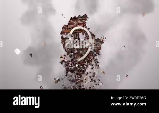 Wall Disruption Countdown video. A timer from 10 to 0. Numbers explode ...