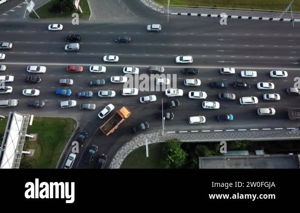 Drones Eye View - traffic jam top view, transportation concept 1 Stock ...