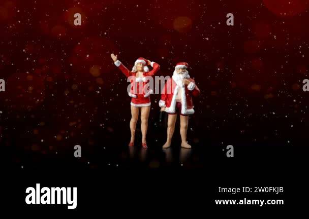 Santa Claus and his wife in undress, wish you a happy new year Stock ...