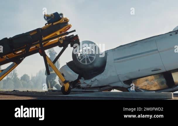 Paramedics Arrive at the Car Crash Traffic Accident Scene. Prepare ...