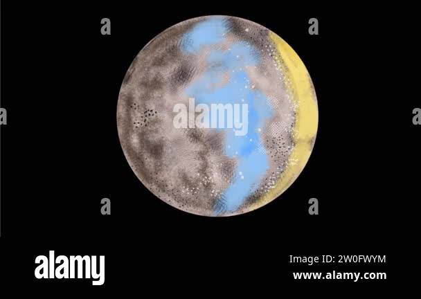 2d Animation motion graphics showing a watercolor of planet Neptune ...