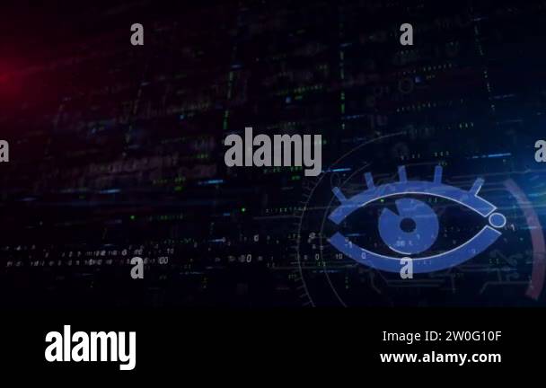 Cyber eye symbol lower thirds. Seamless and loopable digital background ...