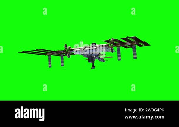 International Space Station Rotates Solar Panels On Green Screen. 4K ...