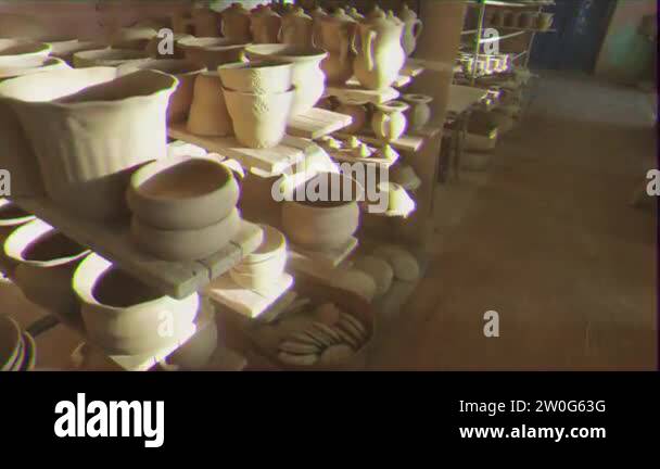 Glitch effect. Pottery drying before firing. Video. UltraHD (4K Stock ...