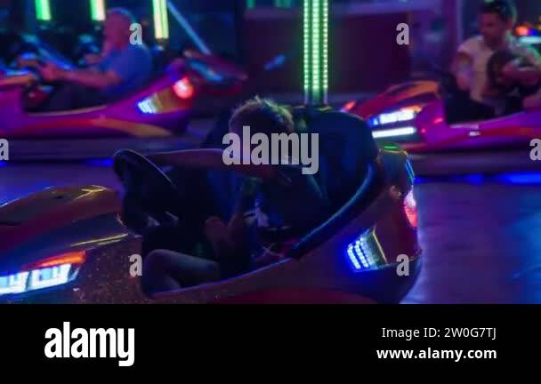 Cars are bumping into each other in the amusement park Stock Video ...