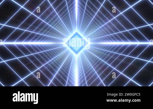 Synthwave Neon Laser Grid Tunnel and Retro 80s Wireframe Octahedron ...