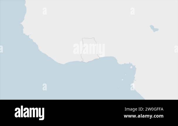 Ghana map highlighted in Ghana flag colors and pin of country capital ...