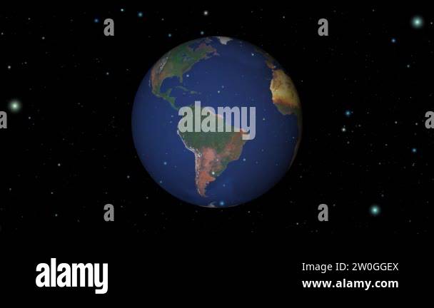 Planet Earth globe animation with country borders, rotation 360 degrees ...