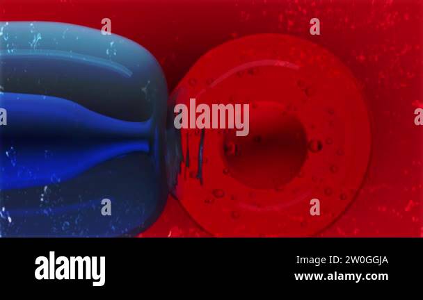 Microscopic view of drug delivery into cell, needle puncture of cell ...