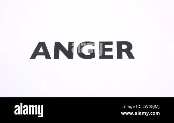 ANGER prohibition symbol, rage ban writing with copy space. No fury ...