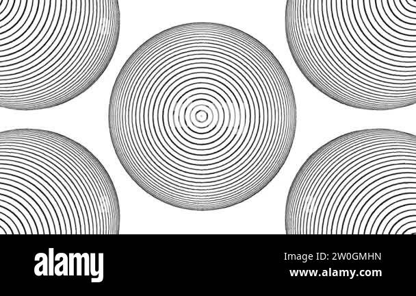 Optical illusion black and white seamless looping hypnotic circles background. Circles hypnotic ...