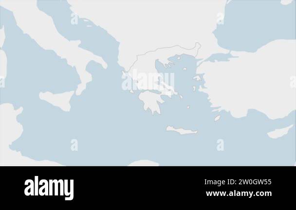 Greece map highlighted in Greece flag colors and pin of country capital ...