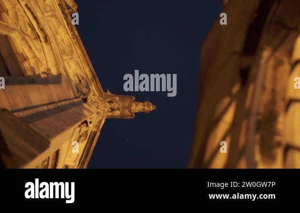 Real time close up shot of the New town hall from the observation deck ...