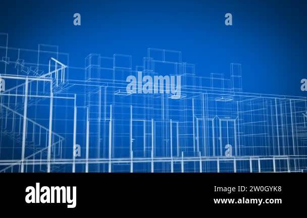Abstract Beautiful Building Process of Skyscraper Blueprint Grid ...
